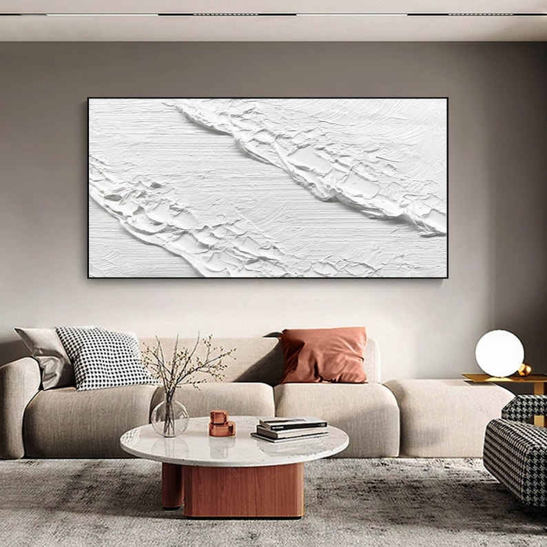 Large White Abstract Painting White Abstract Wall Art White - Etsy