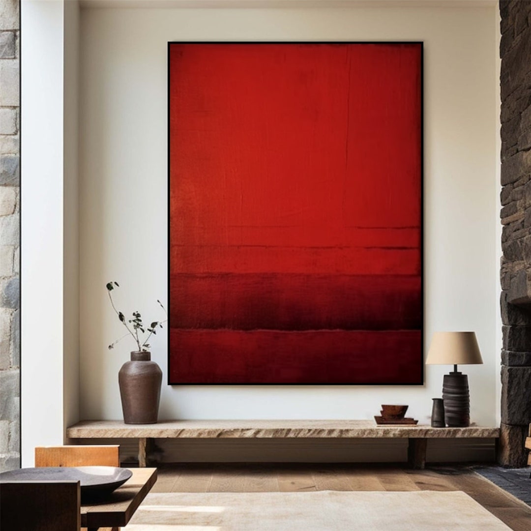 Large Red Abstract Painting Red Minimalist Wall Art Sky Painting Pure ...