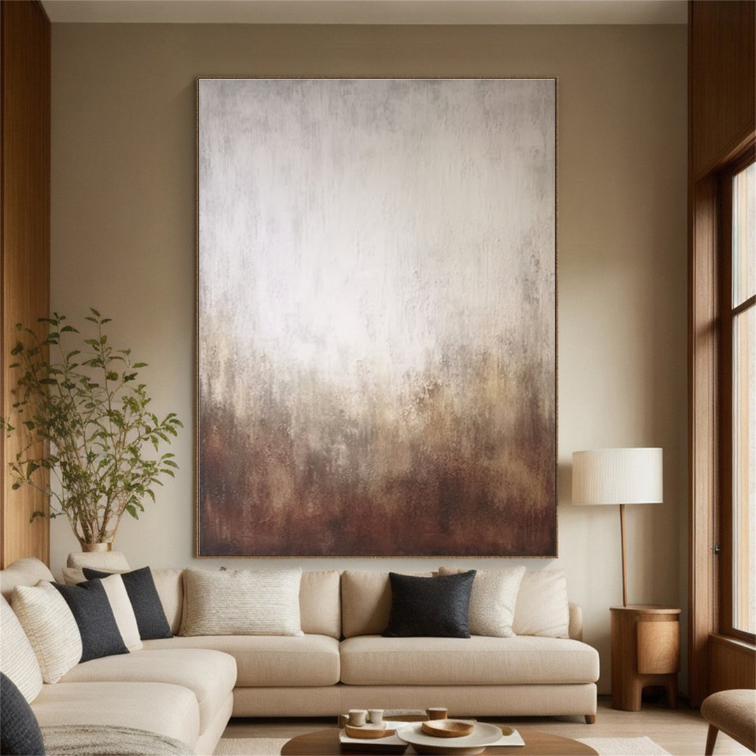 Large Beige Brown Wabi Sabi Wall Art Beige Brown Boho Wall Art Beige ...