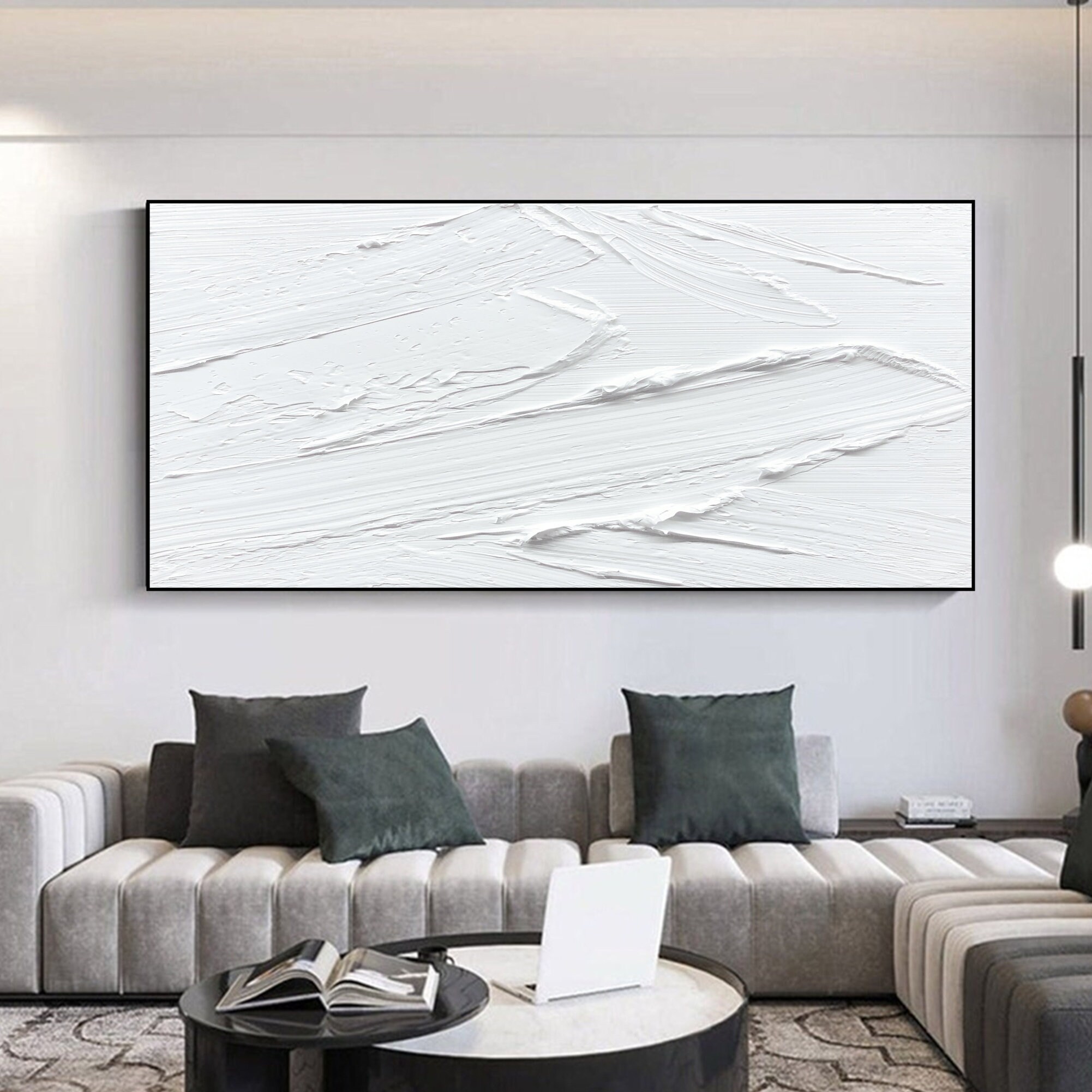 Large White Abstract Painting White 3D Textured Artwhite - Etsy