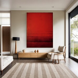 Large Red Abstract Painting Red Minimalist Wall Art Sky Painting Pure ...