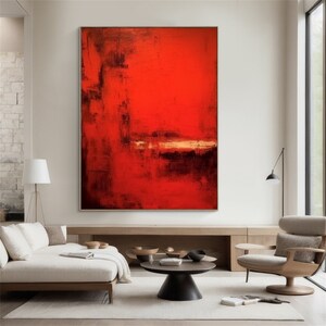 Black Red Abstract Painting Black Red Textured Painting Red Modern ...