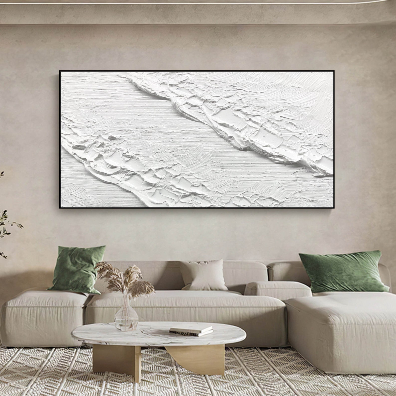 Large White Abstract Painting White Abstract Wall Art White - Etsy