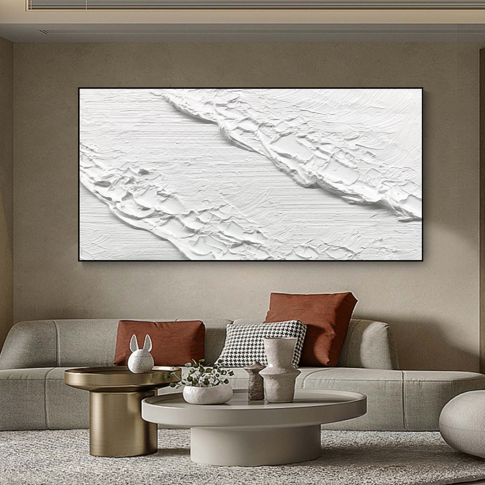 Large White Abstract Painting White Abstract Wall Art White - Etsy