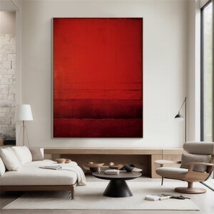 Large Red Abstract Painting Red Minimalist Wall Art Sky Painting Pure ...