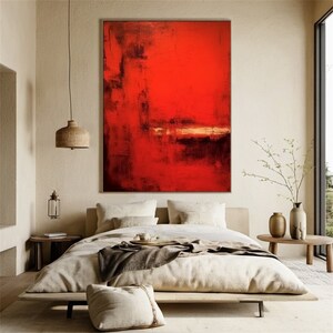 Black Red Abstract Painting Black Red Textured Painting Red Modern ...