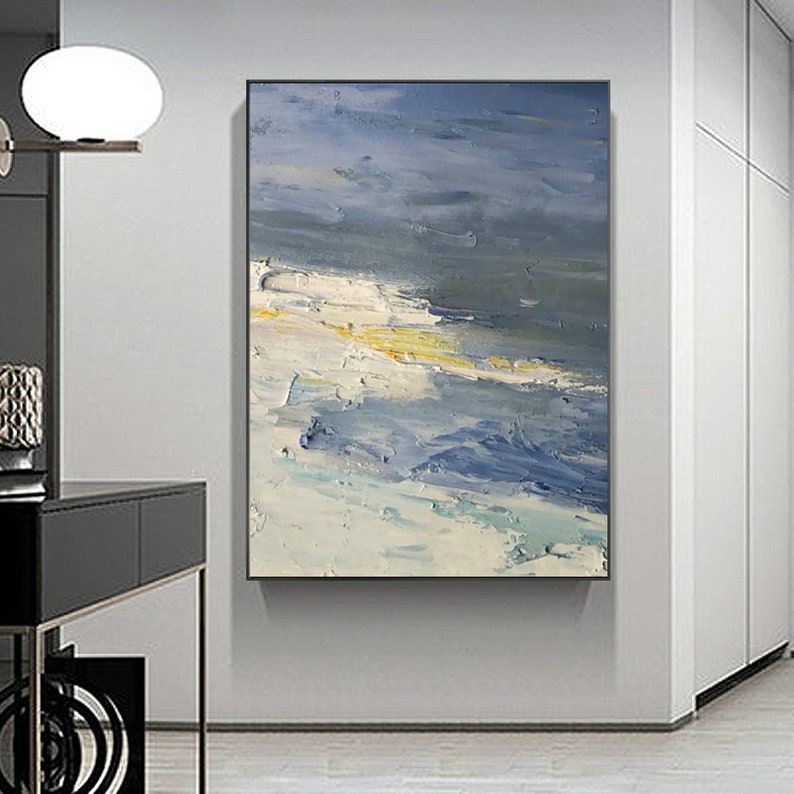 Large Deep Blue Sea Level Painting, Ocean Canvas Painting, Large Sea ...