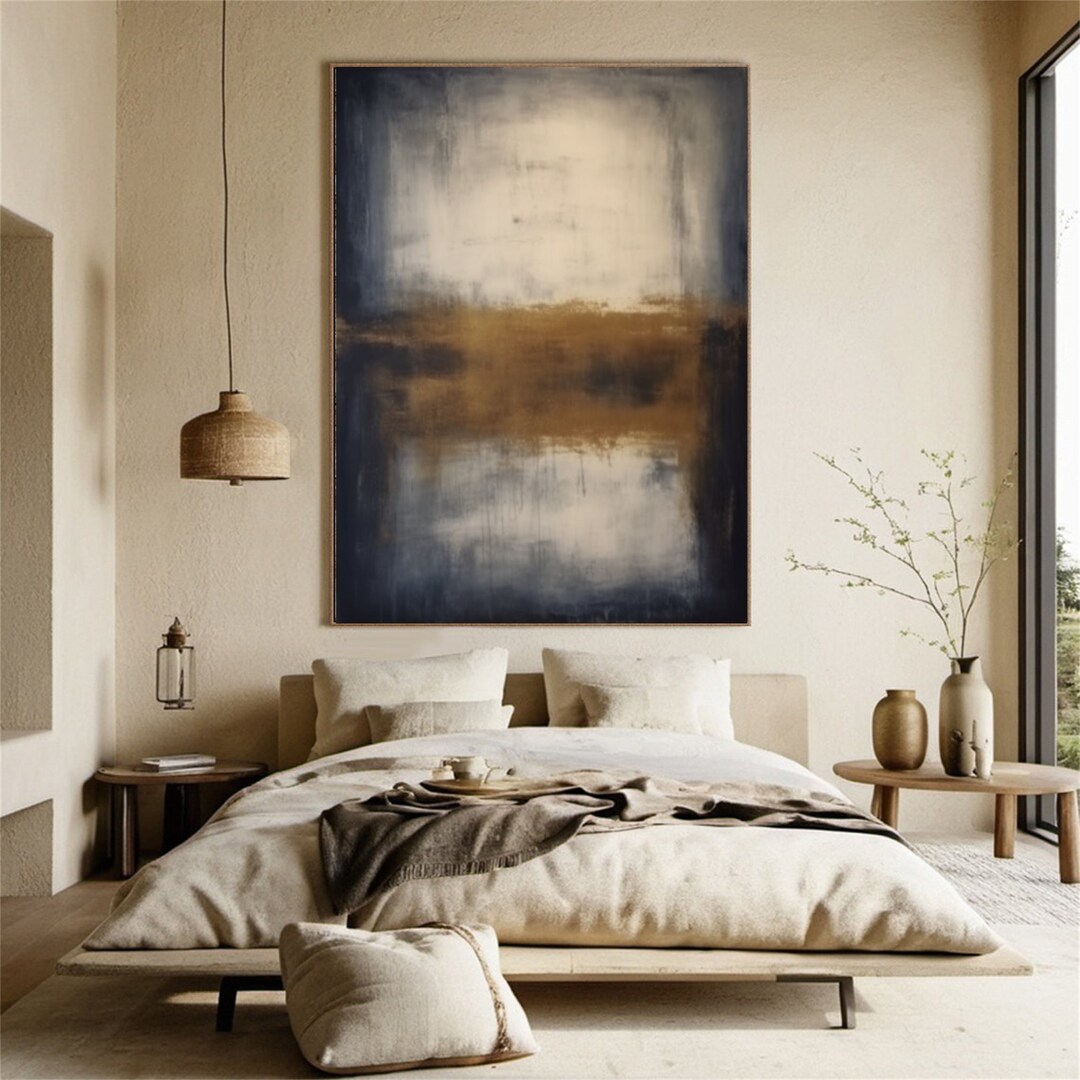 Large Original Beige Abstract Wall Art Black Beige Wabi Sabi Wall Art ...