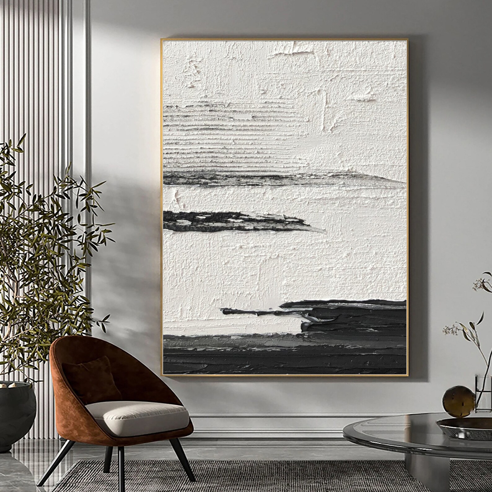 Black White Abstract Painting Black White Minimalist - Etsy