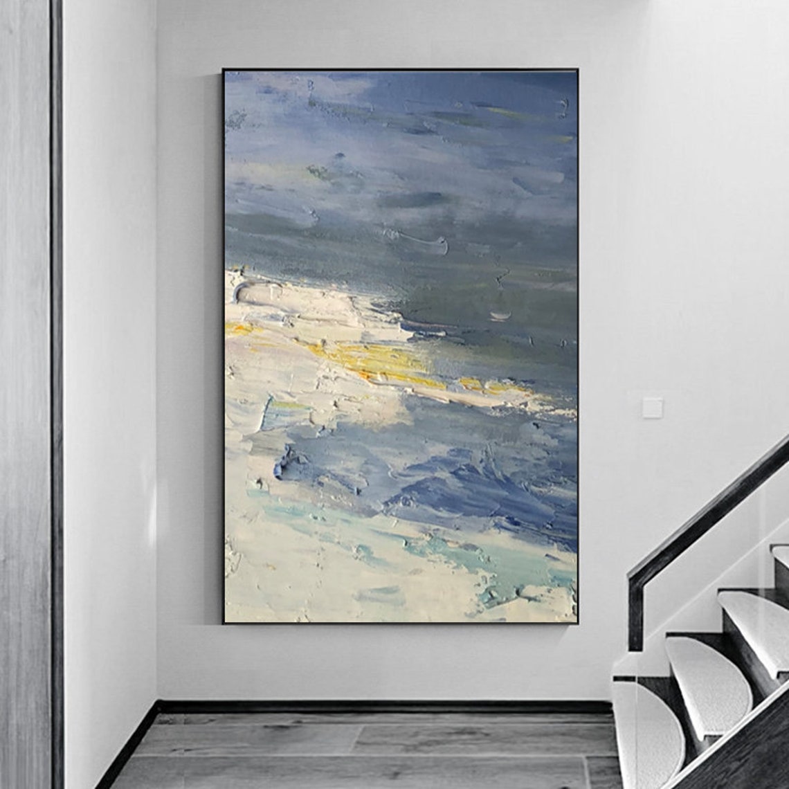 Large Deep Blue Sea Level Painting, Ocean Canvas Painting, Large Sea ...