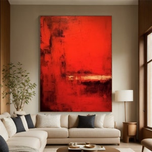 Black Red Abstract Painting Black Red Textured Painting Red Modern ...