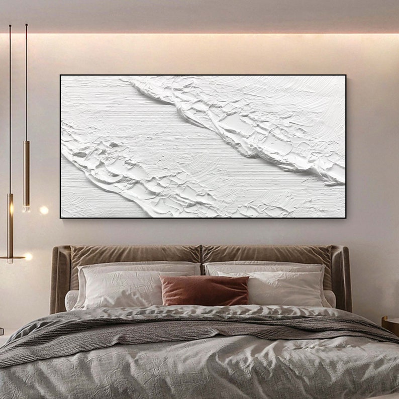 Large White Abstract Painting White Abstract Wall Art White - Etsy