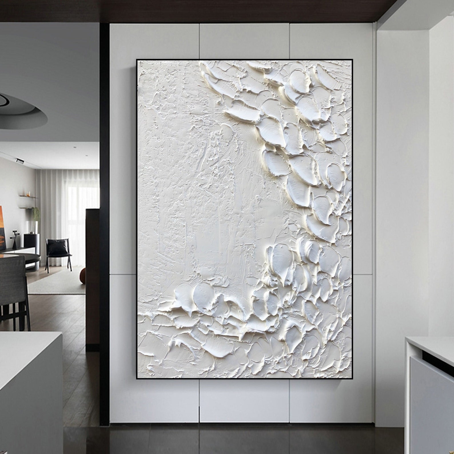Large White Textured Abstract Painting White Textured Wall Art White ...