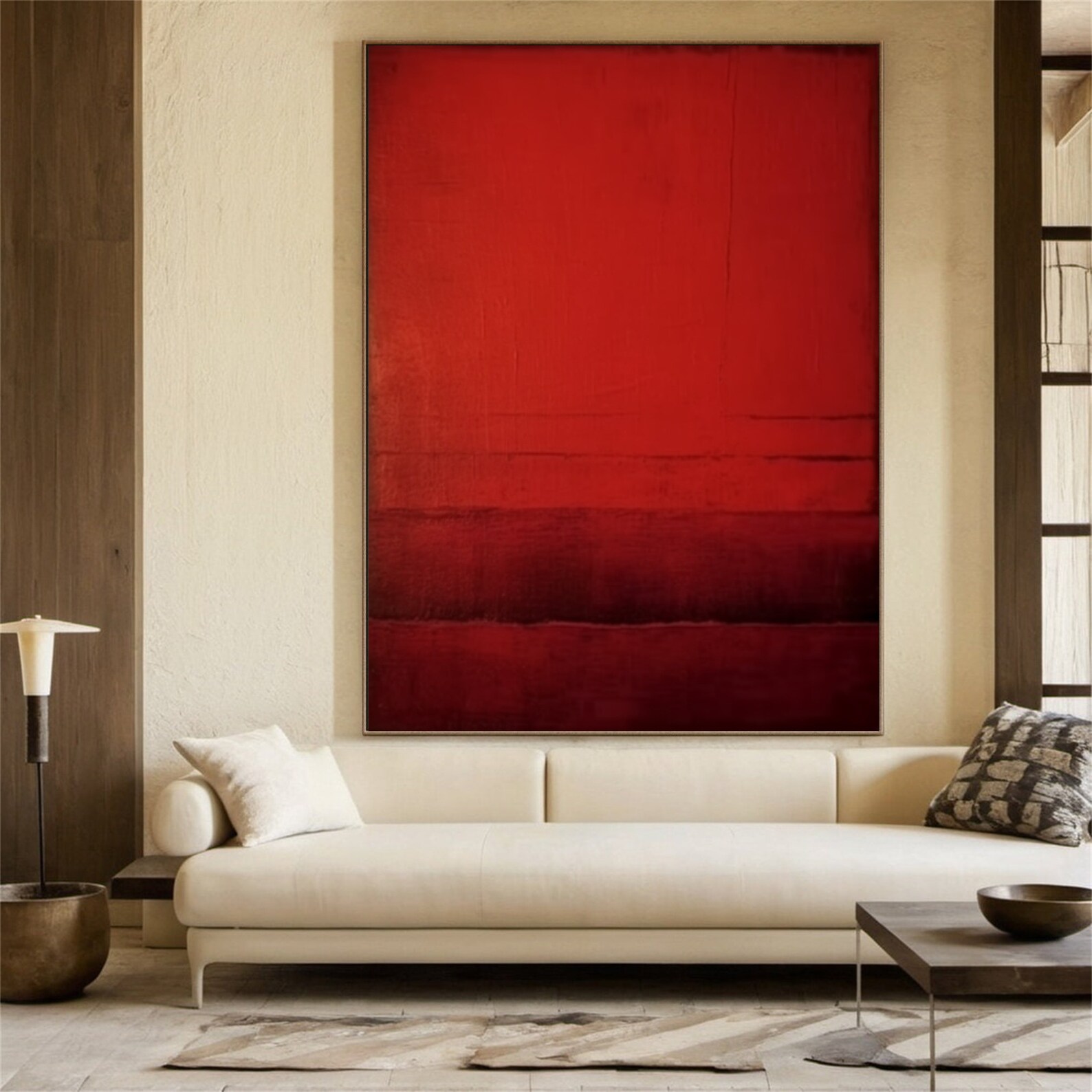 Large Red Abstract Painting Red Minimalist Wall Art Sky Painting Pure ...