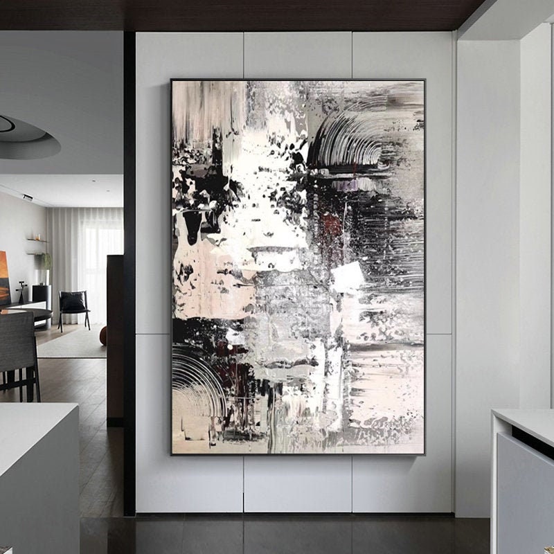 Pintura grande Pintura abstracta gris arte de lienzo gris y | Etsy