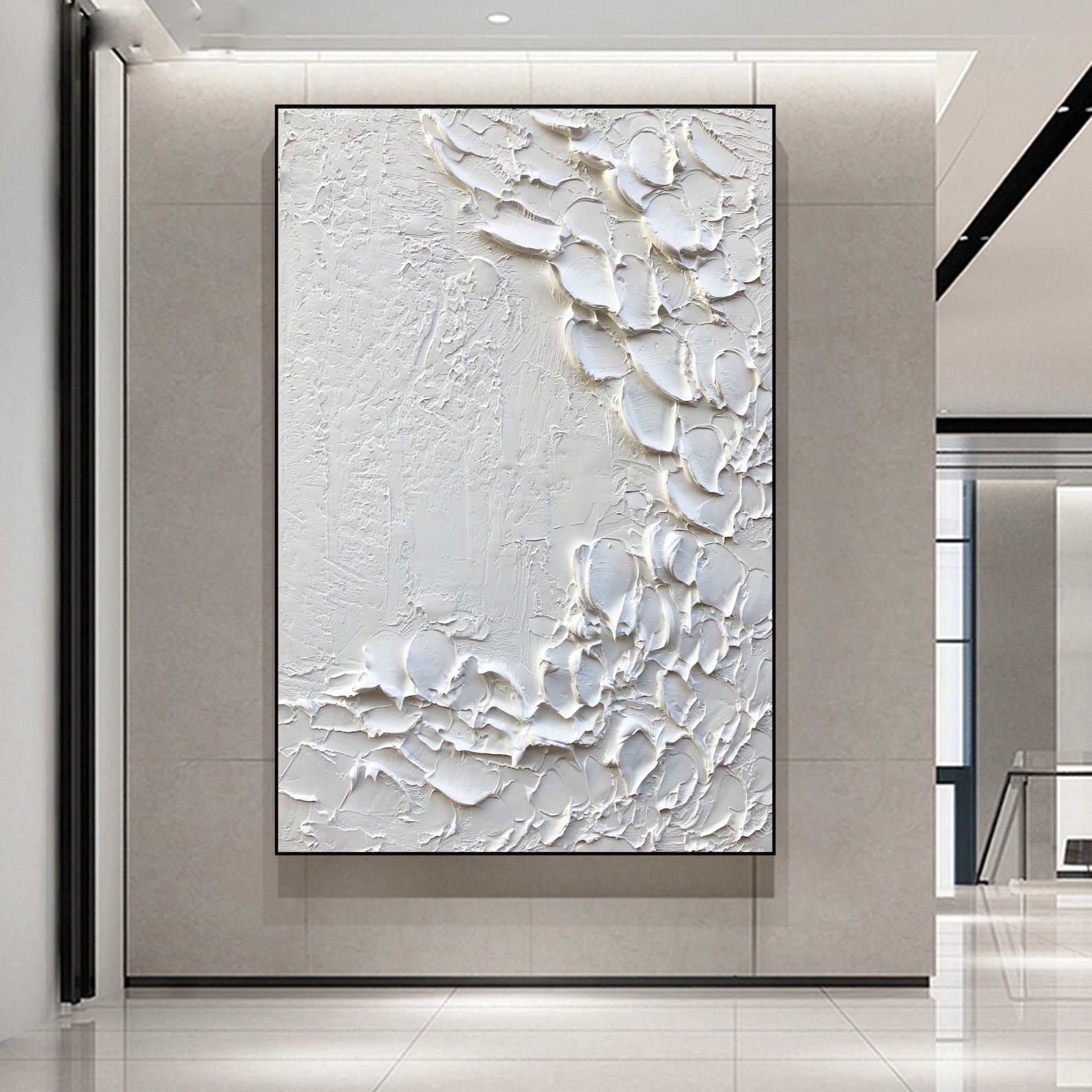 Large White Textured Abstract Painting White Textured Wall Art White ...