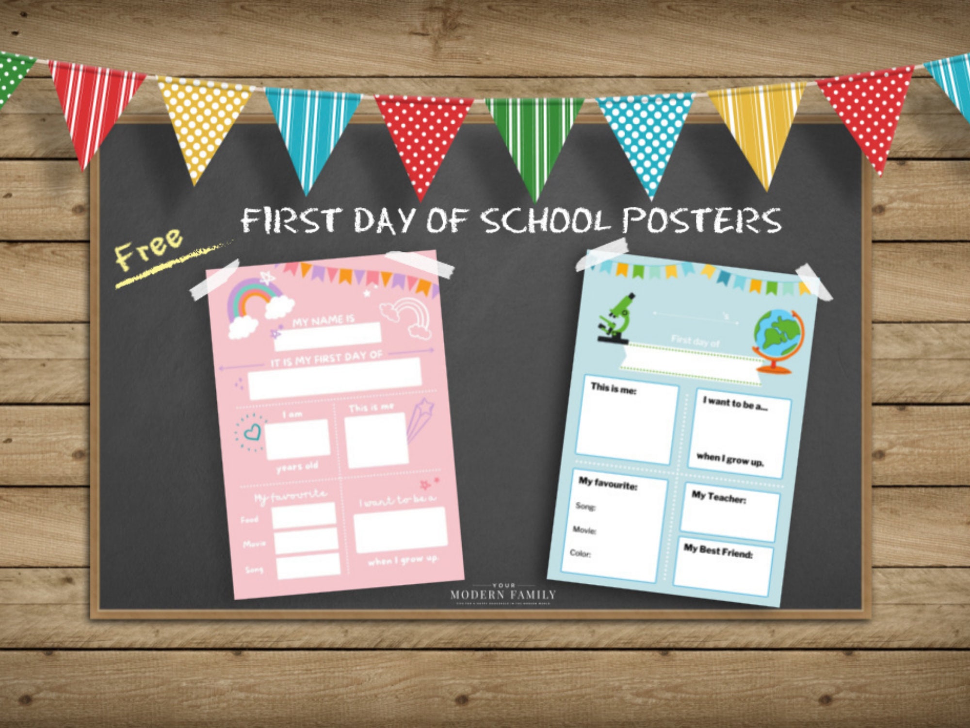 First Day of School Printable Posters - Fill in the Blank Osters - Etsy