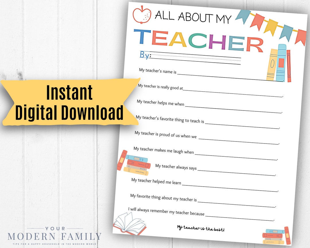 Teacher Appreciation Week Printable, Teacher Survey, Teacher ...