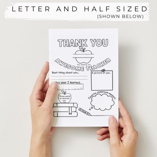 Teacher Appreciation Printable Thank You Teacher Gifts Letter ...