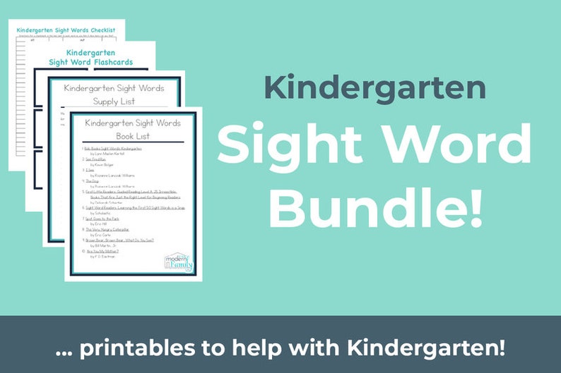 Kindergarten Sight Words Bundle - Etsy