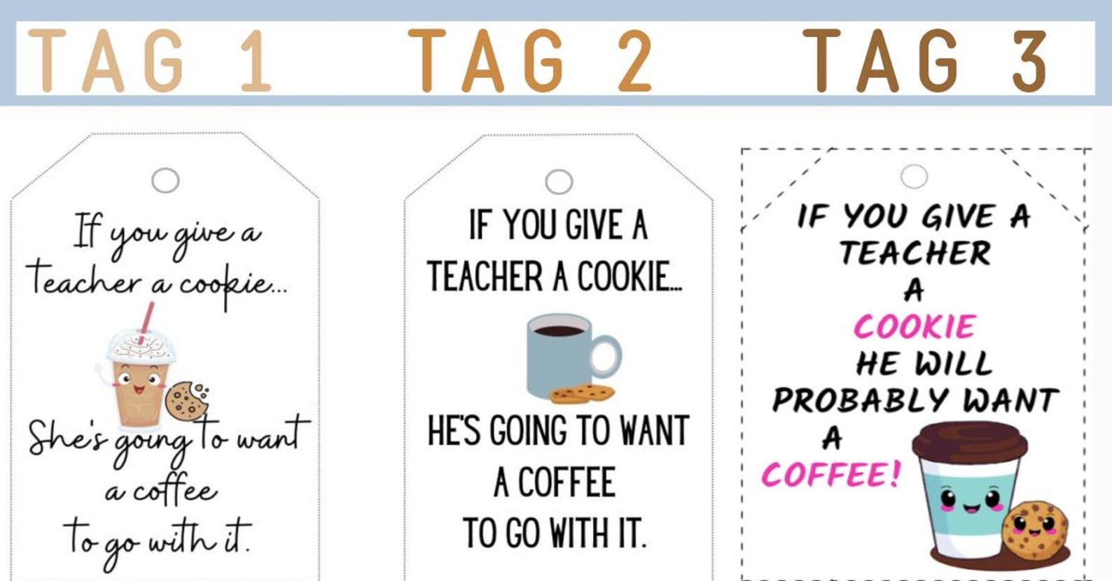Teacher Appreciation Gift Tag, Cookie Coffee Theme (digital Download ...