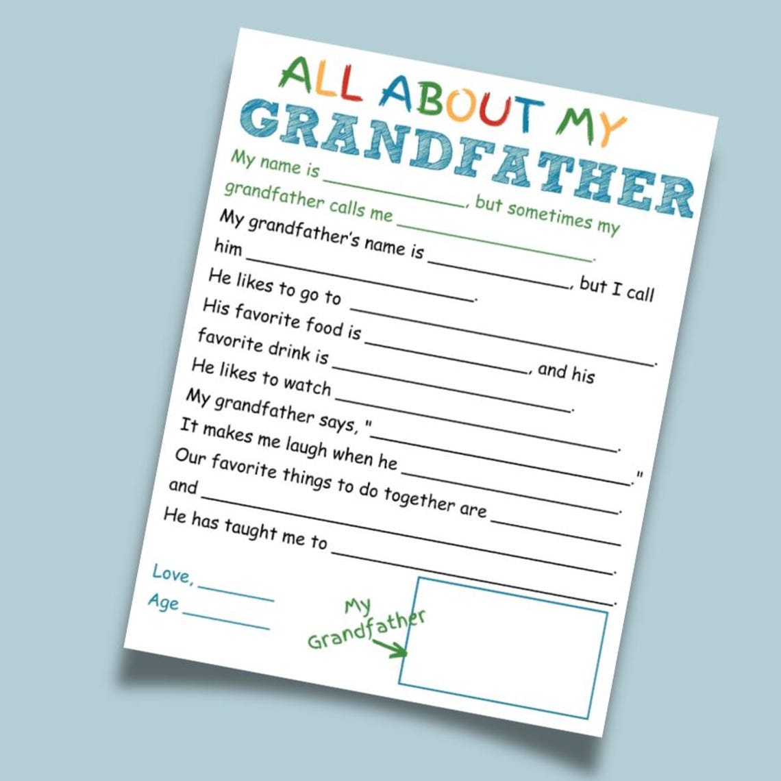 Fathers Day Survey Printable | All About Dad Questionnaire | Kids ...