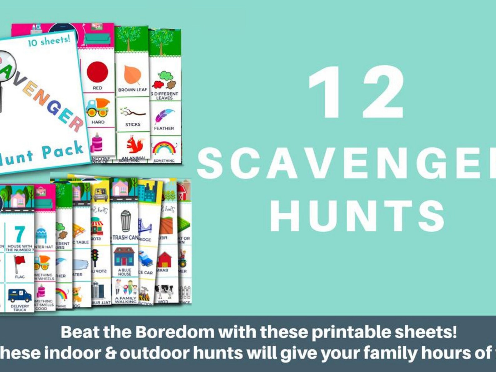 Scavenger Hunt Printable Pack - 12 Sheets! - Etsy