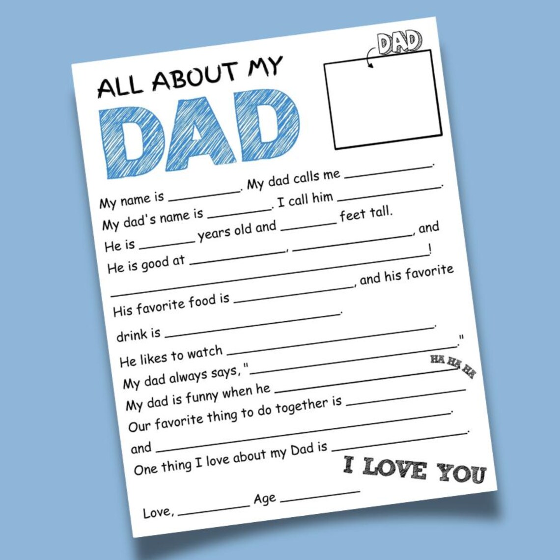Fathers Day Survey Printable | All About Dad Questionnaire | Kids ...