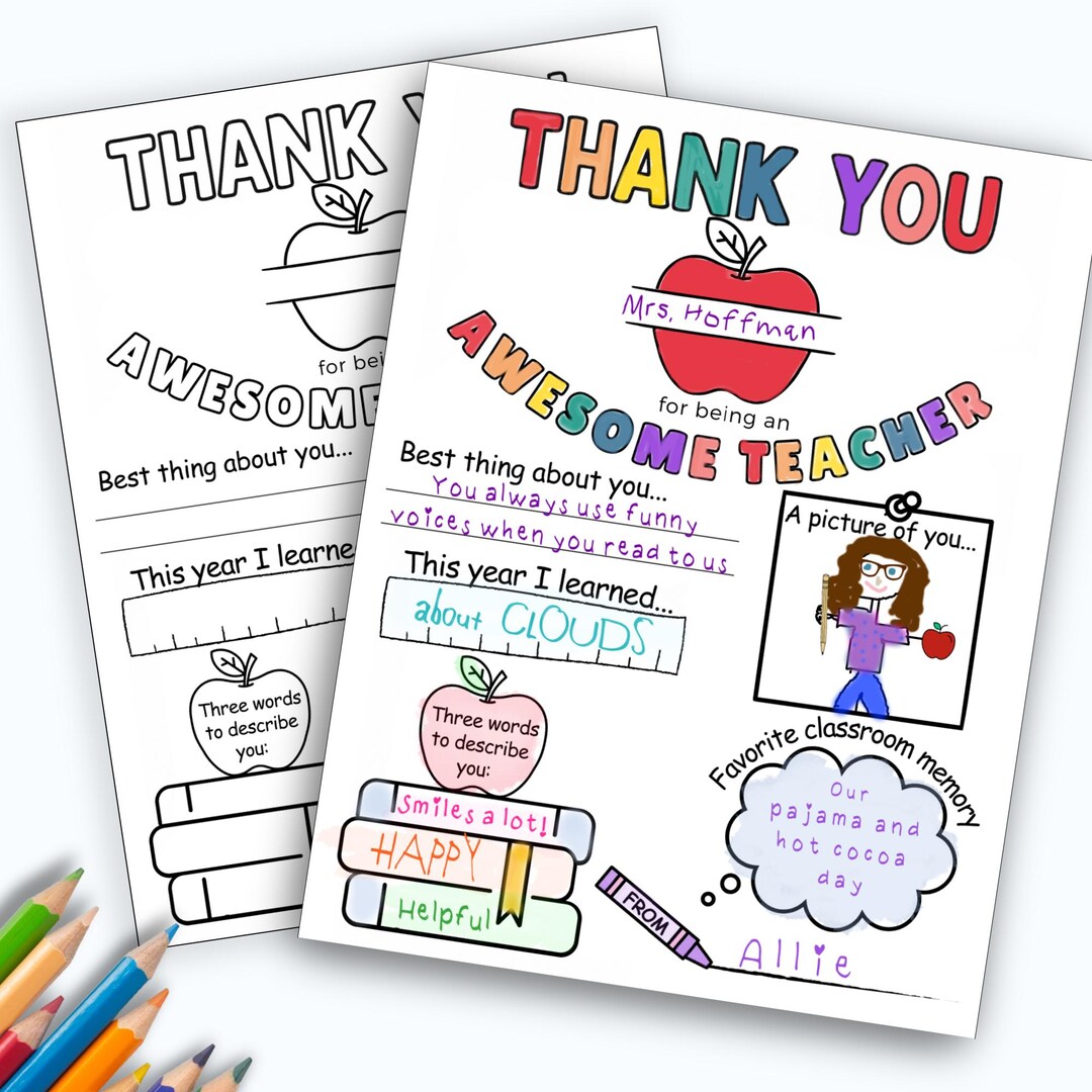 Teacher Appreciation Printable Thank You Teacher Gifts Letter ...
