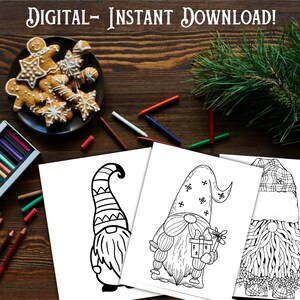30 Christmas Gnome Coloring Sheets. Cute Elf Gnomes Coloring Book for ...