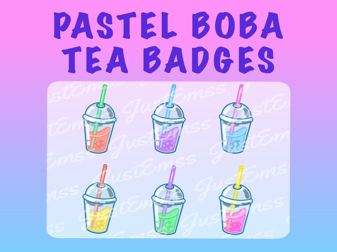 6 X Pastel Boba Tea Sub Badges/bit Badges for Twitch Youtube - Etsy