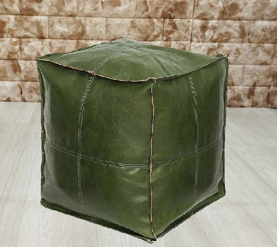 Square faux leather pouf store