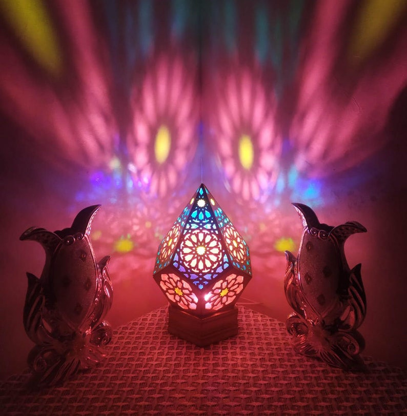 Bohemian Décor, Prism Lamp, Flower of Life, Bohemian Lamp,desk Lamp ...