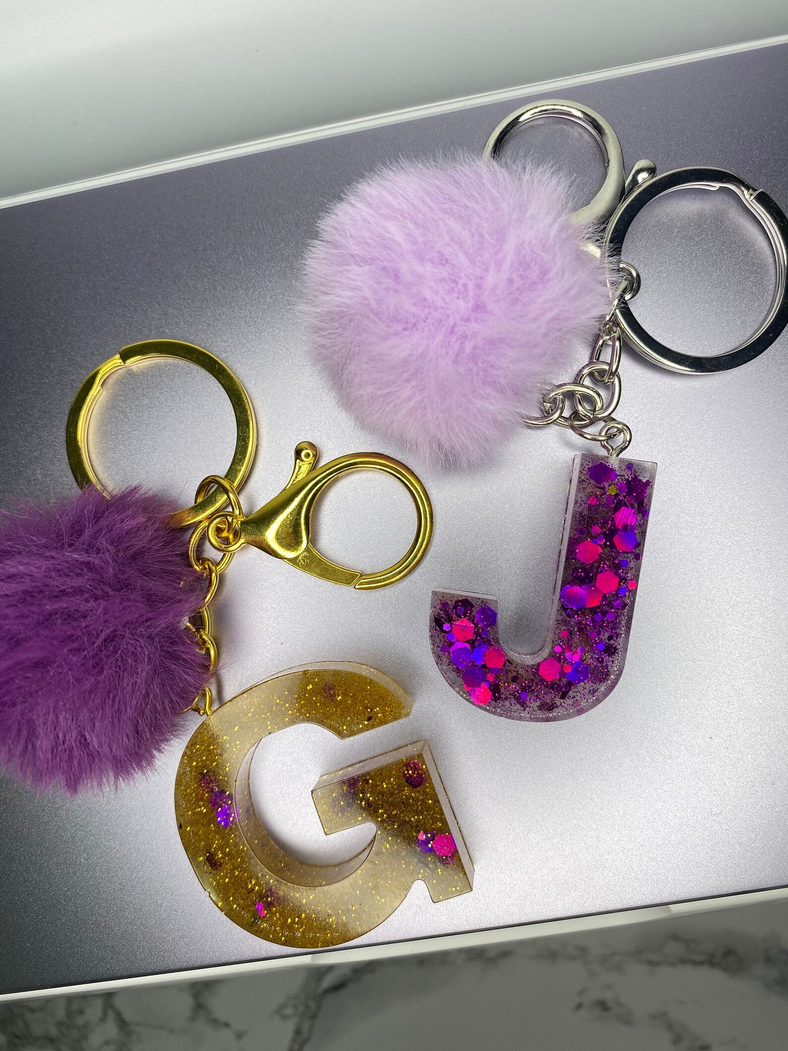 Gold and Purple Letter Keychain Collection - Etsy