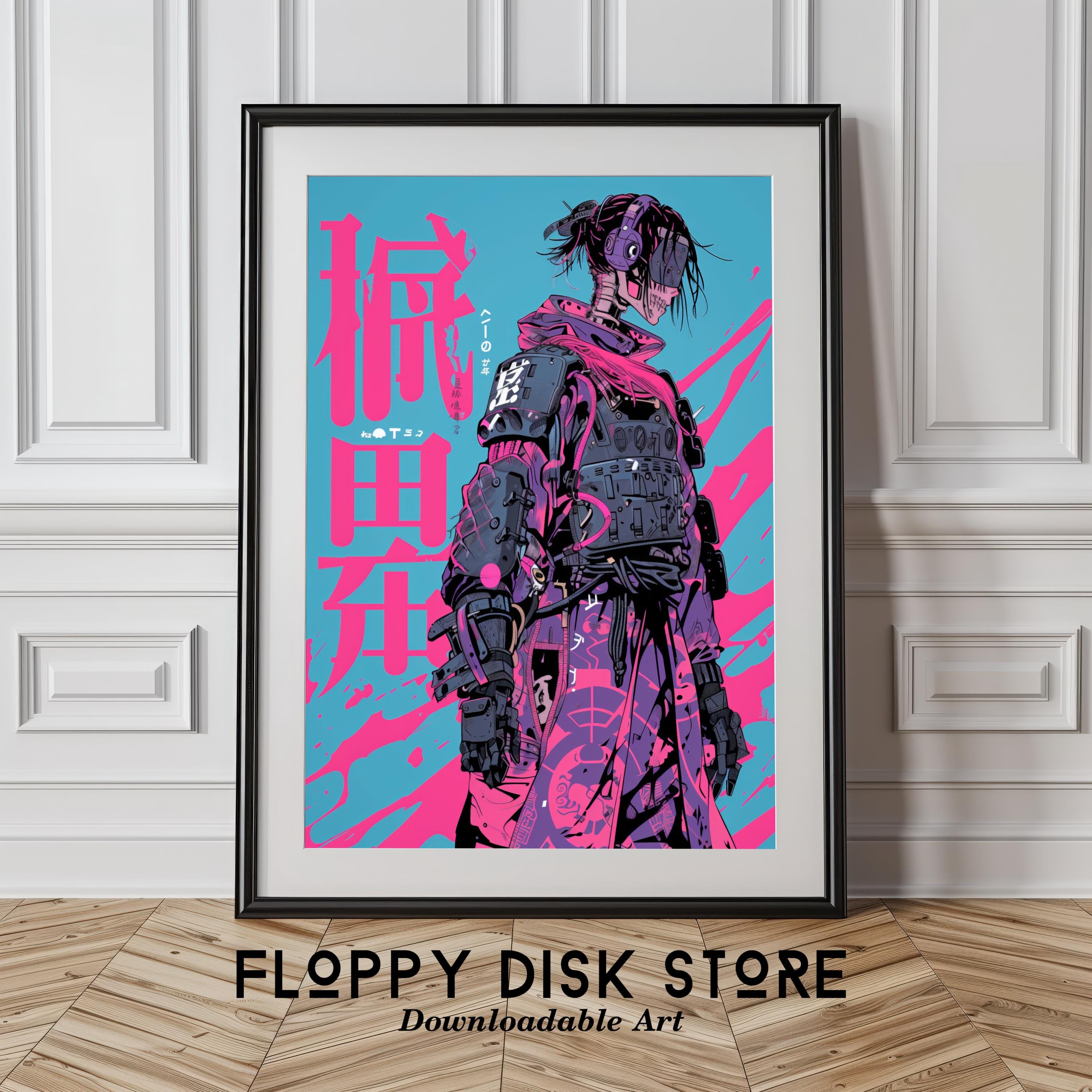 Cyber Skeleton Character in Pink and Black Patterned Suit | Floppy Disk ...