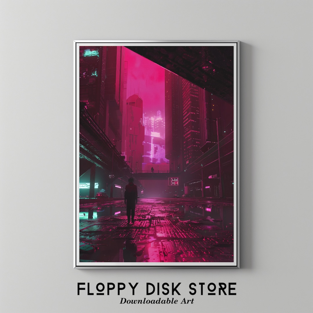 Cyberpunk City | Floppy Disk Store Downloadable PRINTABLE Art - Etsy