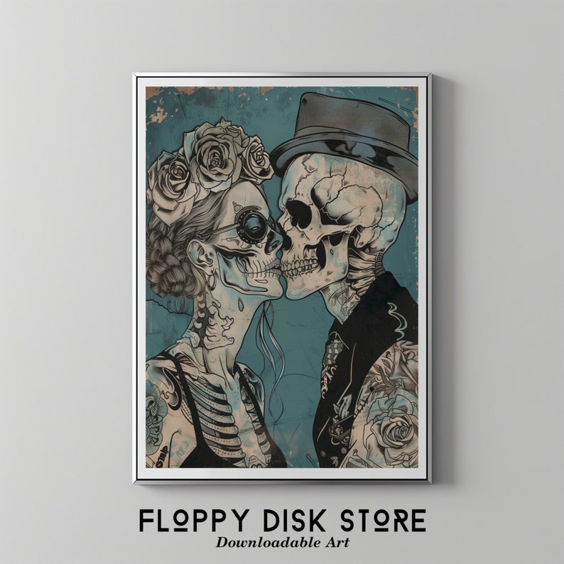 Skeleton Couple With Tattoos Kissing | Floppy Disk Store Downloadable ...