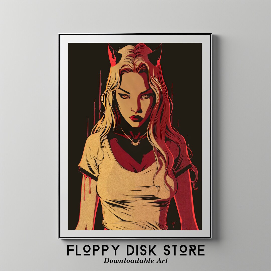 Urban Anime Devilish Heroine With Red Horns | Floppy Disk Store ...