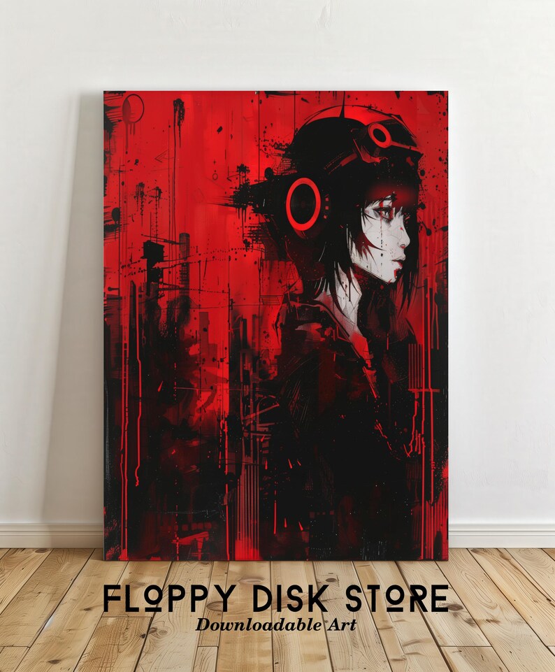 Anime Girl With Cyber Helmet | Floppy Disk Store Downloadable PRINTABLE ...
