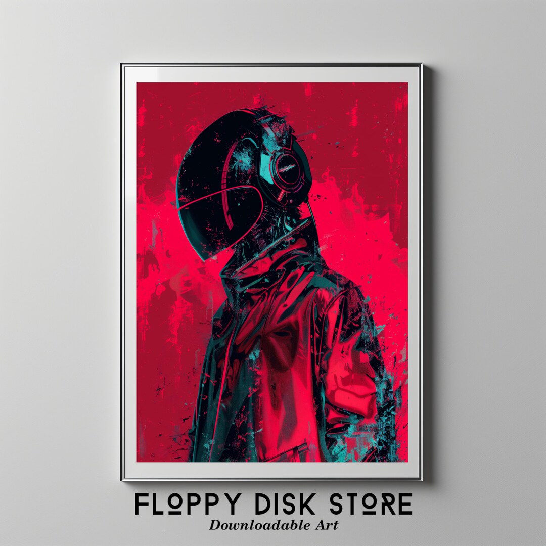 Cyberpunk Character in Full-face Visor Helmet | Floppy Disk Store ...