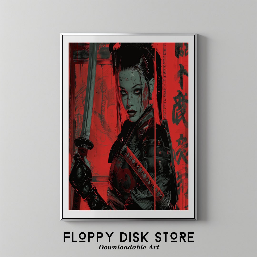 Samurai Woman Holding A Katana Sword | Floppy Disk Store Downloadable ...