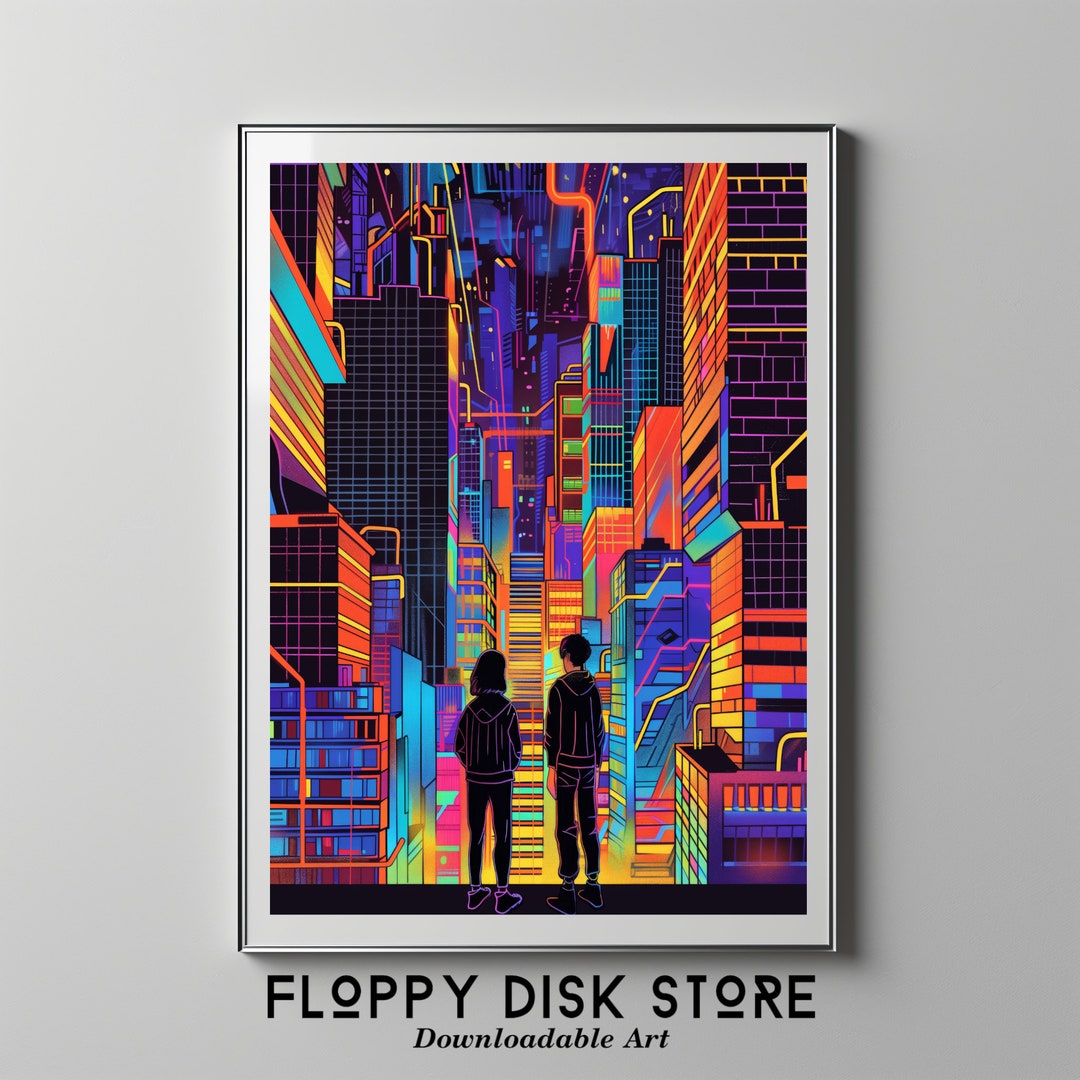 Neon City Watchers – Futuristic Street Glow | Floppy Disk Store ...