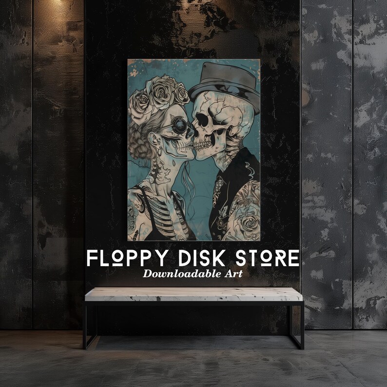 Skeleton Couple With Tattoos Kissing | Floppy Disk Store Downloadable ...