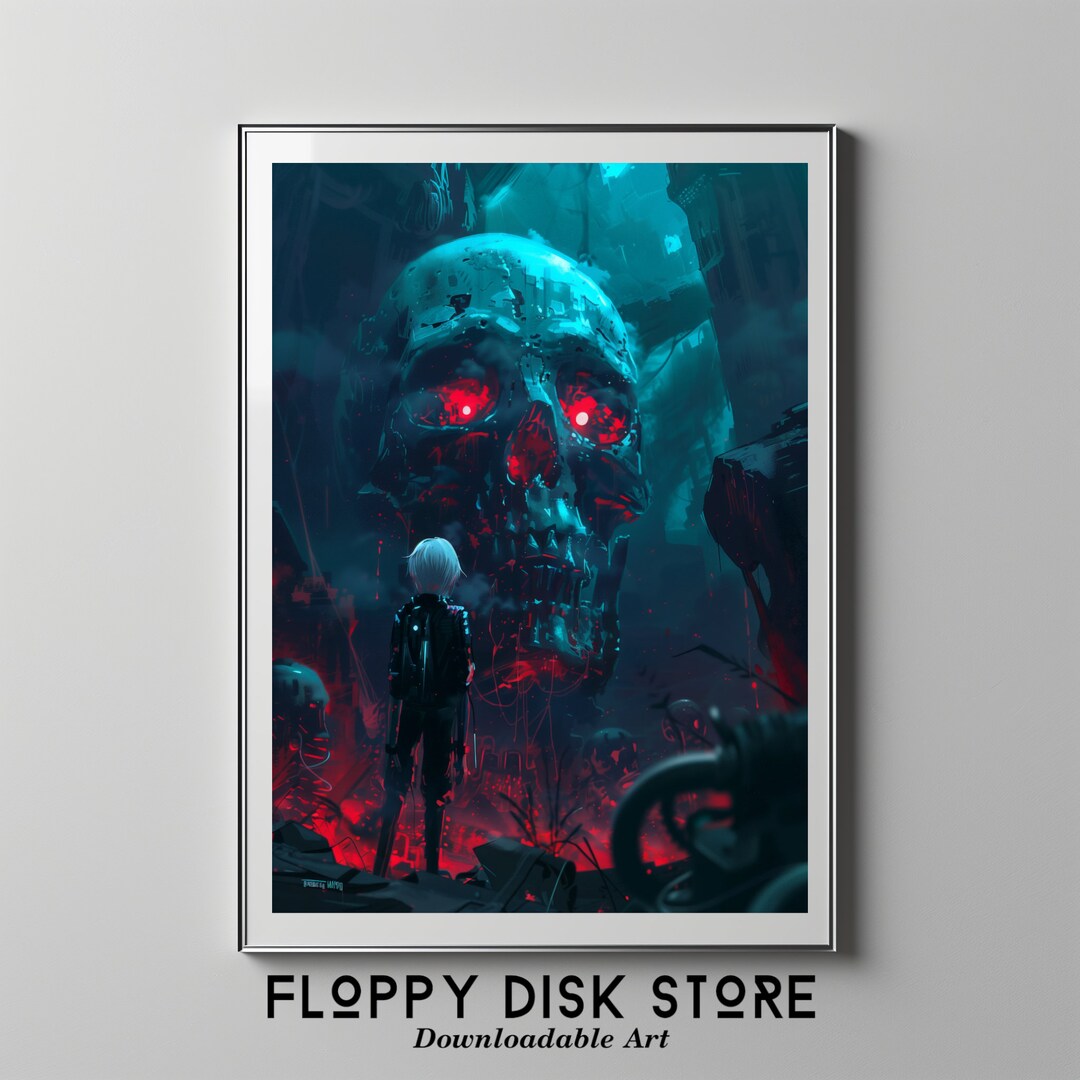 Anime Image of A Person in Full Body Suit in Front of A Skull | Floppy ...