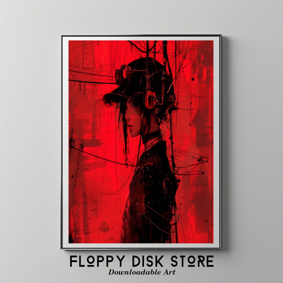 A Netrunner Anime Girl | Floppy Disk Store Downloadable PRINTABLE Art ...