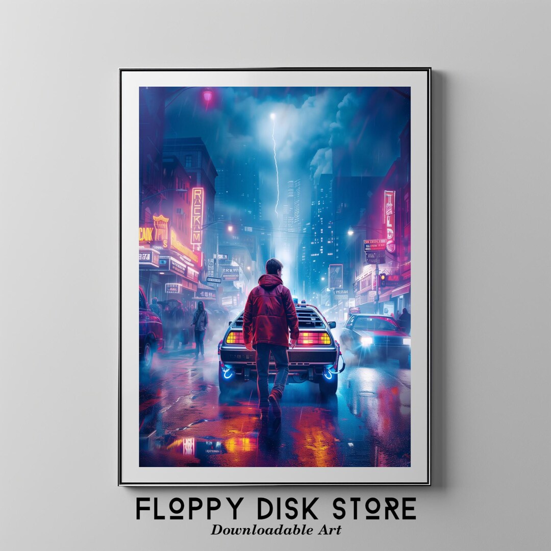 Movie Poster With Neon Installations, Neoclassical Scenes of A Man in A ...