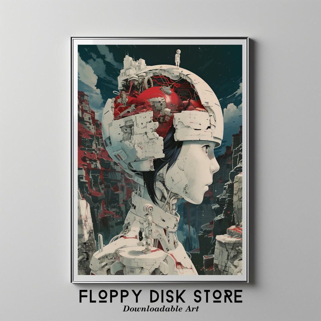 Futuristic Anime Girl With Exposed Cybernetic Core | Floppy Disk Store ...