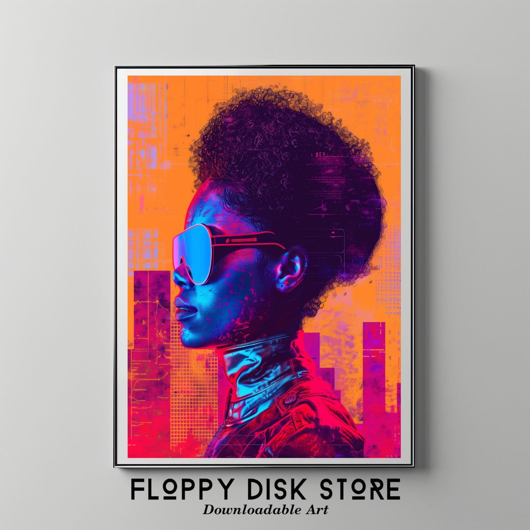 Afro Futuristic Neon Art | Floppy Disk Store Downloadable PRINTABLE Art ...