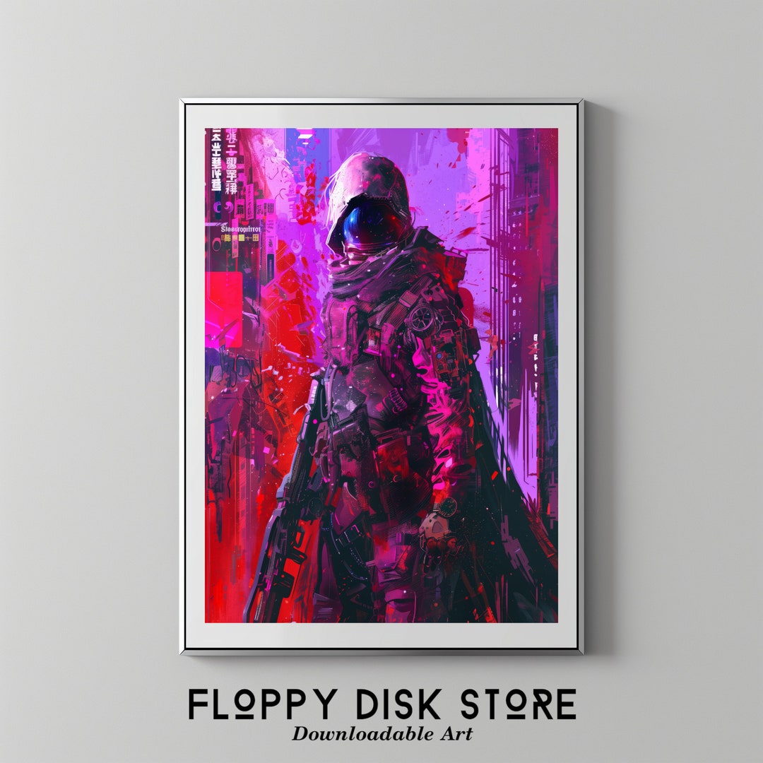 Cyberpunk Shinobi With Helmet and Cloak | Floppy Disk Store ...