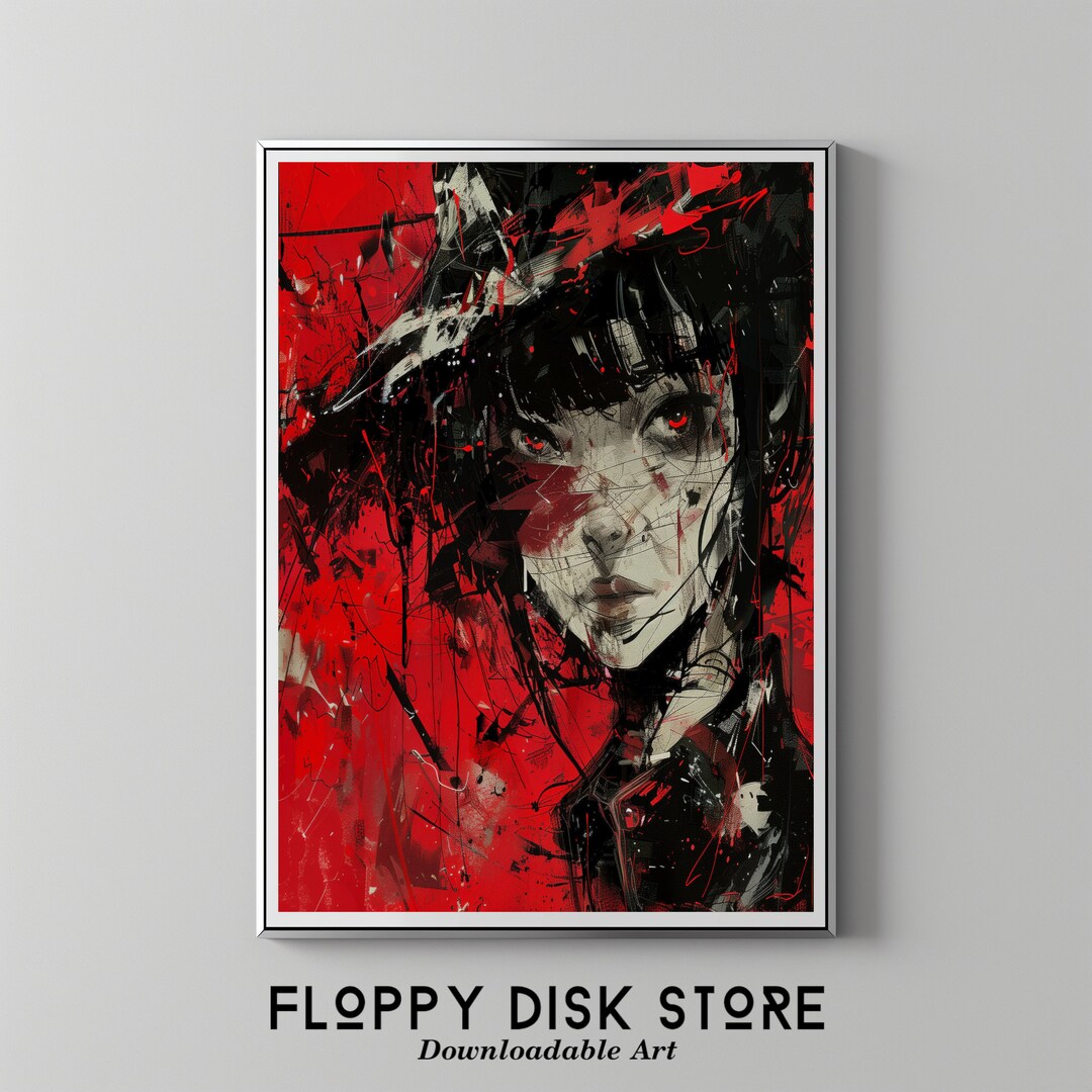 Anime Girl With Red Eyes | Floppy Disk Store Downloadable PRINTABLE Art ...